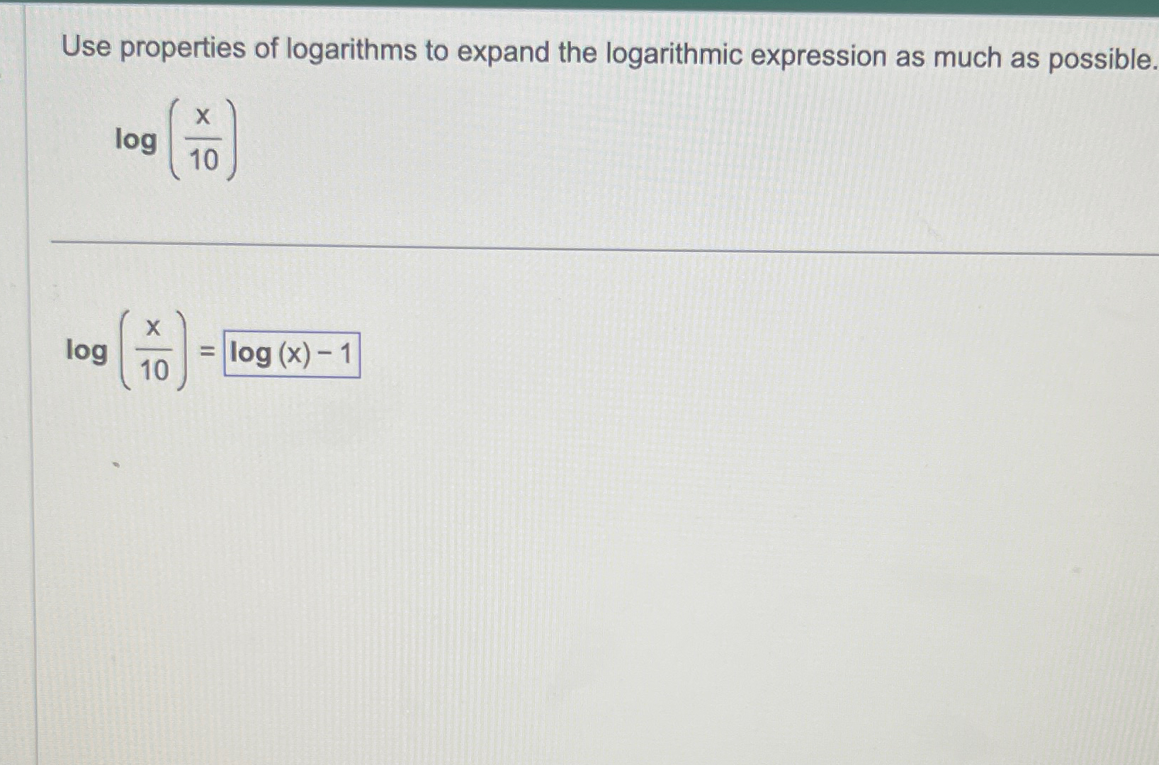 Solved Use properties of logarithms to expand the | Chegg.com