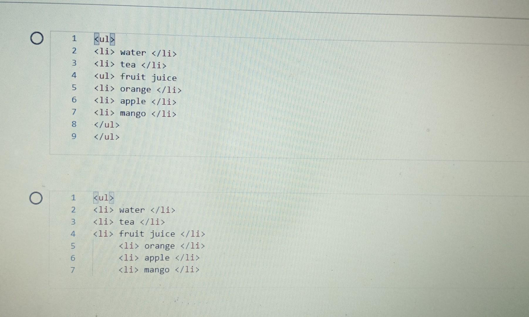 Solved 5. Consider the following list of drinks displayed on | Chegg.com