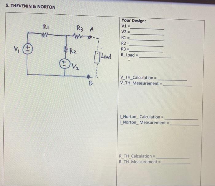 Solved V1=15V, V2= 5V, R1= 2.8k, R2=5k, R3=2.8k. Load = | Chegg.com