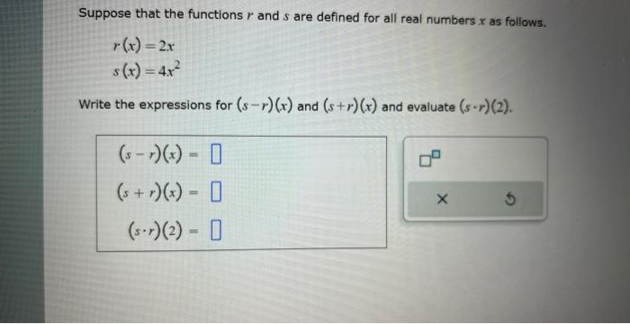 Solved Suppose that the functions r and s are defined for | Chegg.com