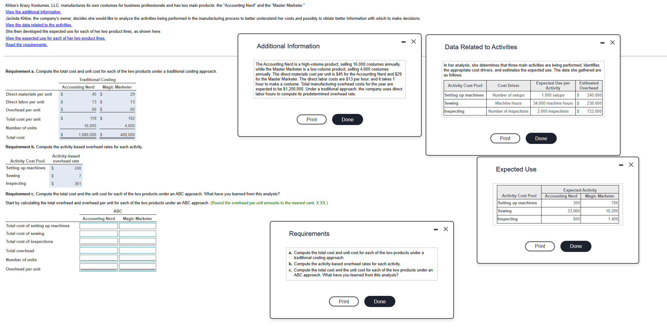 Solved Using the following information for Requirement C, ﻿I | Chegg.com