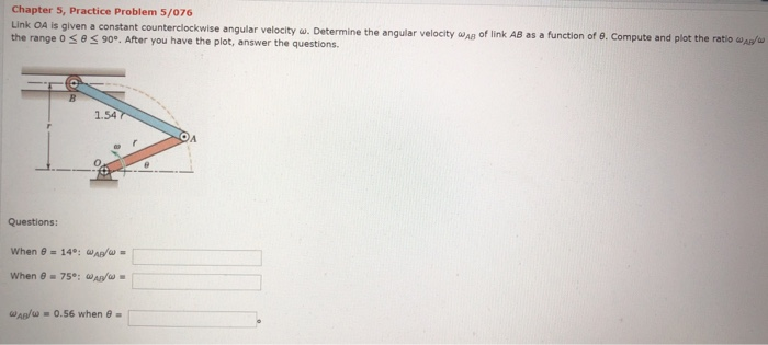 Solved Chapter 5, Practice Problem 5/076 Link OA is given a | Chegg.com