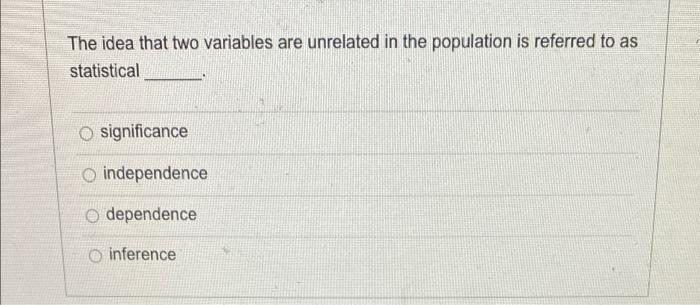 Solved The idea that two variables are unrelated in the | Chegg.com