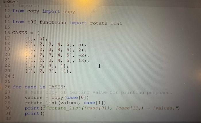 Solved tob functions.py x mw def rotate list (values, n): | Chegg.com