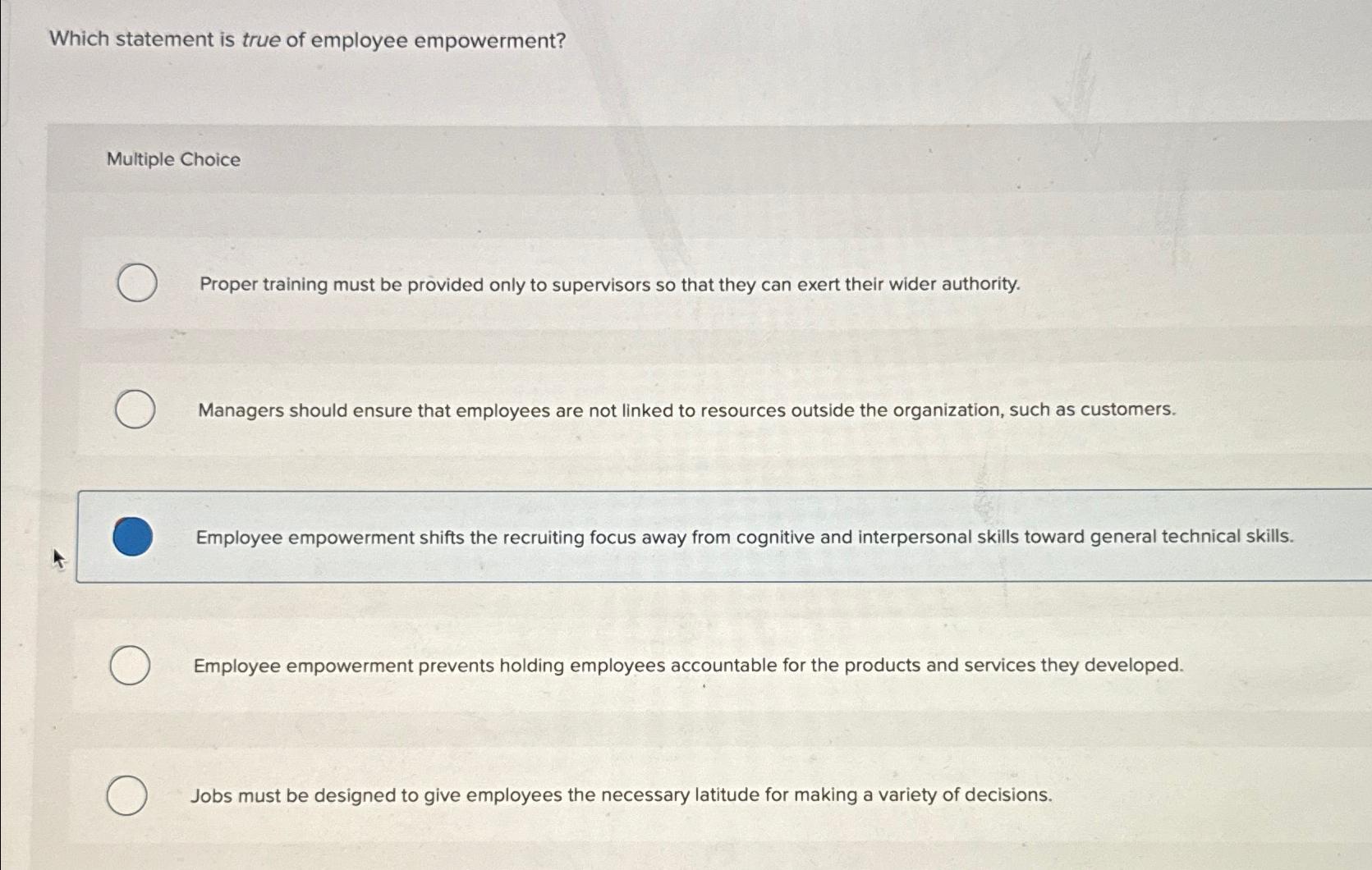 Solved Which statement is true of employee | Chegg.com