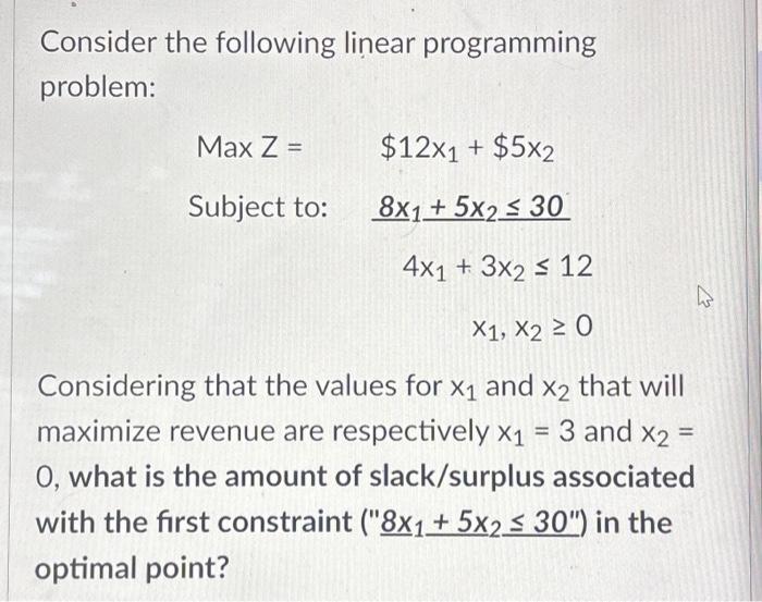 Solved Consider the following linear programming problem: | Chegg.com