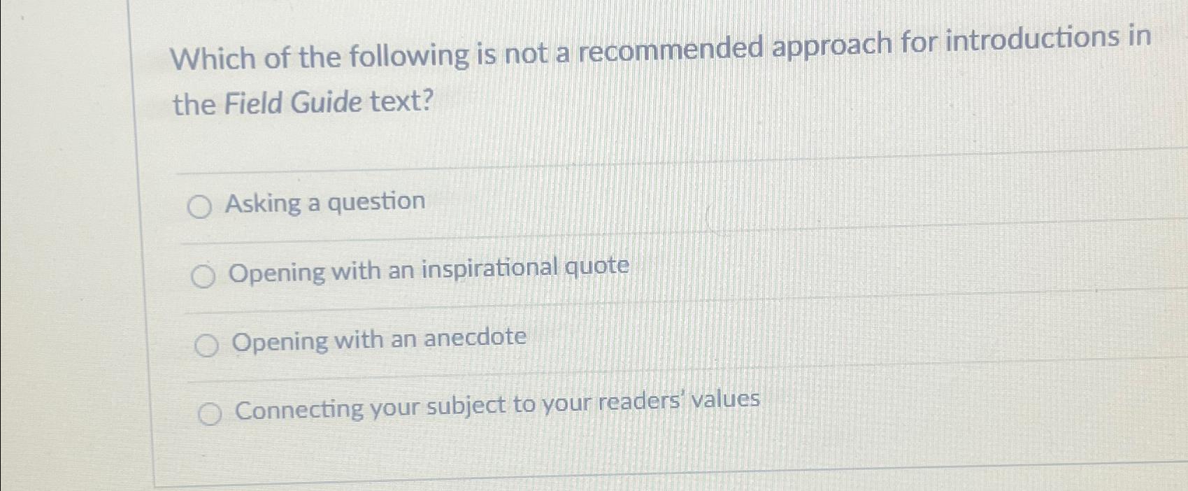 Solved Which of the following is not a recommended approach | Chegg.com