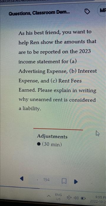 Solved P4-5C. Hint: Unearned rent is a liability on the | Chegg.com