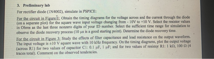 3. Preliminary lab For rectifier diode (1N4002), | Chegg.com
