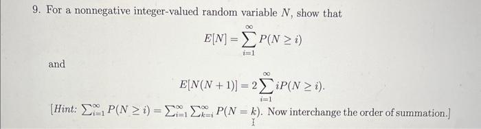 Solved 9 For A Nonnegative Integer Valued Random Variable 1199