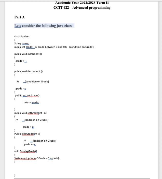 Solved Academic Year 2022/2023 Ierm II CCIT 422 - Advanced | Chegg.com