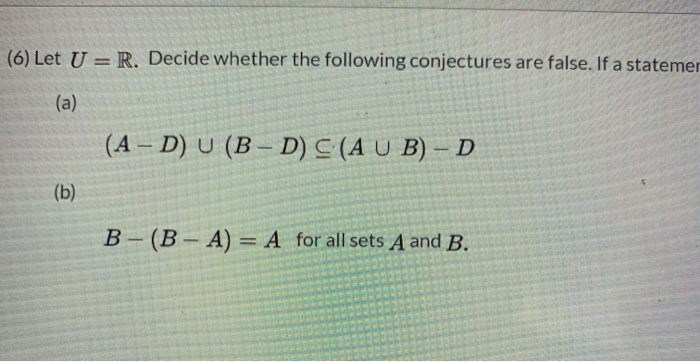Solved if a statement false give counterexample suggested | Chegg.com