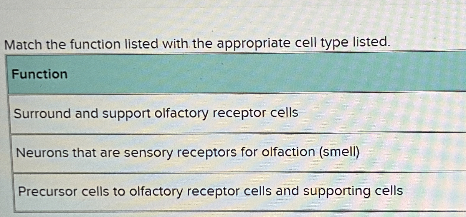 Solved Match the function listed with the appropriate cell | Chegg.com