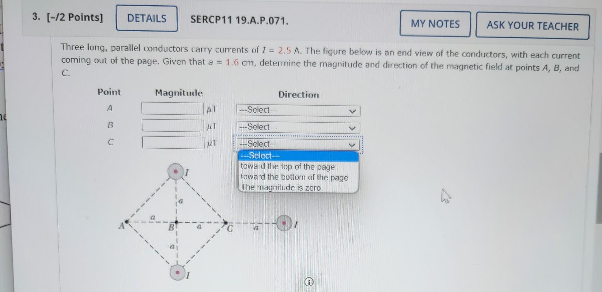 Solved Three long, parallel conductors carry currents of | Chegg.com