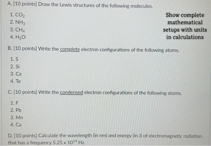 Solved A. [10 points] Draw the Lewis structures of the | Chegg.com