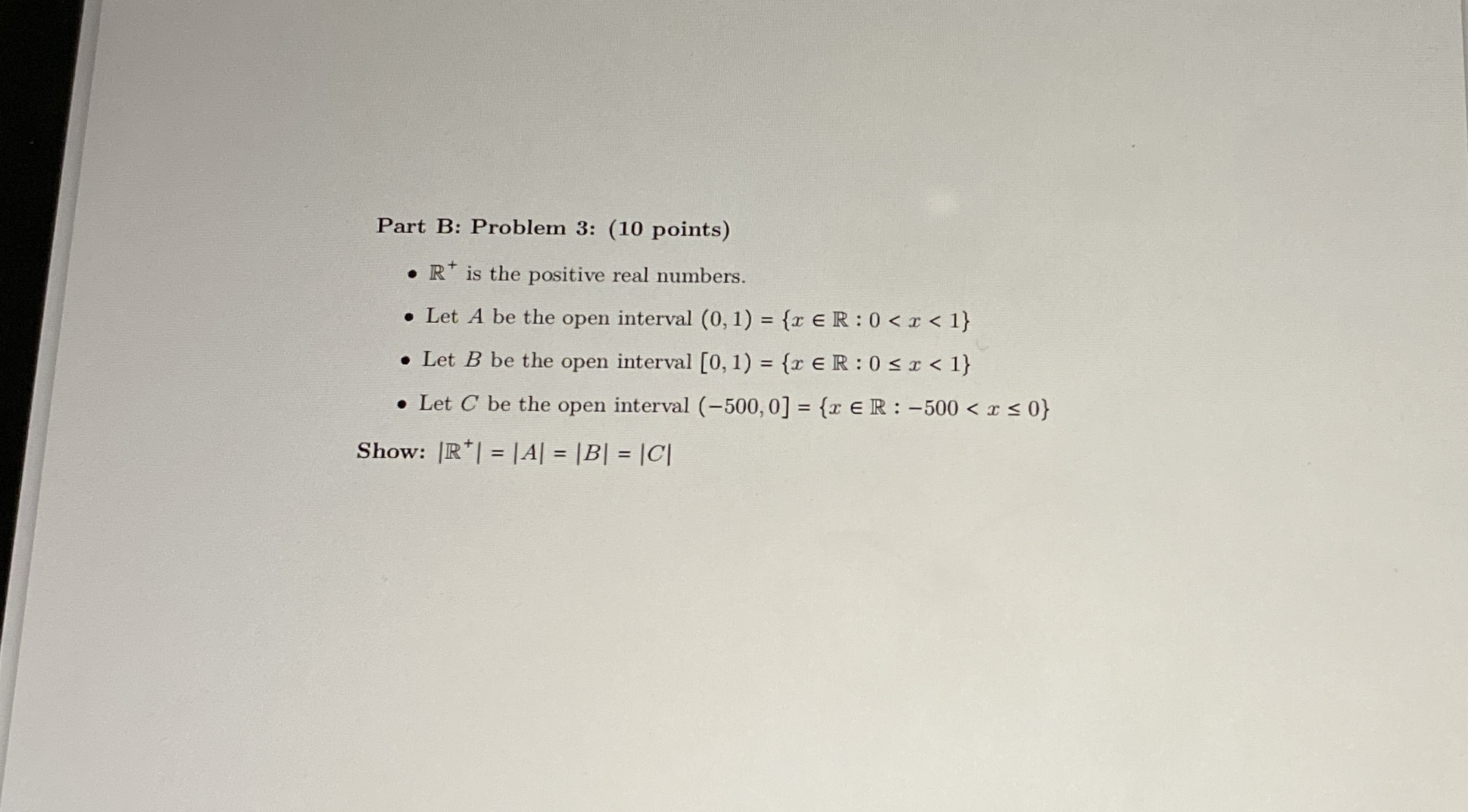 Solved Part B: Problem 3: (10 ﻿points)R+is the positive real | Chegg.com