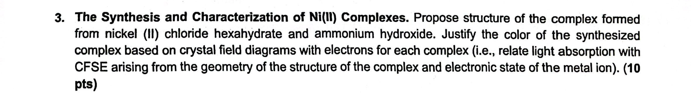 Solved The Synthesis and Characterization of Ni(II) | Chegg.com