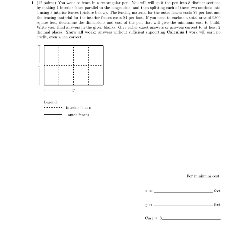Solved by an EXPERT ( 12 ﻿points) ﻿You want to fence in a rectangular ...