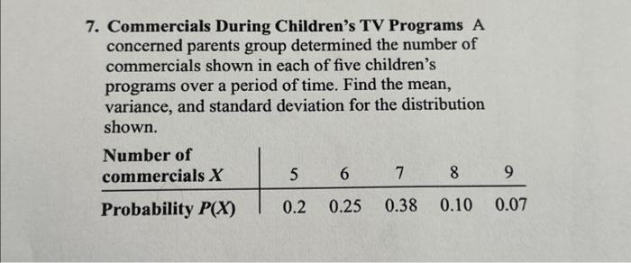 Solved 7. Commercials During Children's TV Programs A | Chegg.com