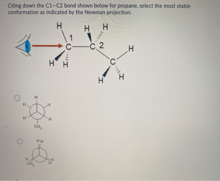 Solved Citing down the C1-C2 bond shown below for propane, | Chegg.com