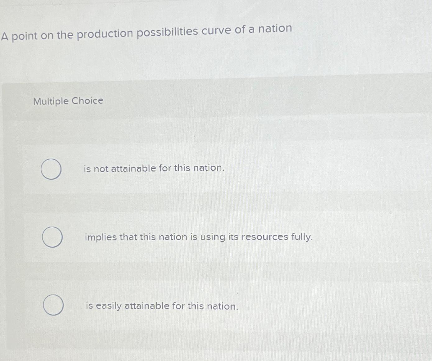 Solved A point on the production possibilities curve of a | Chegg.com