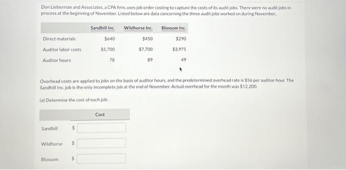 Don Liberman and Associates :please answer with | Chegg.com