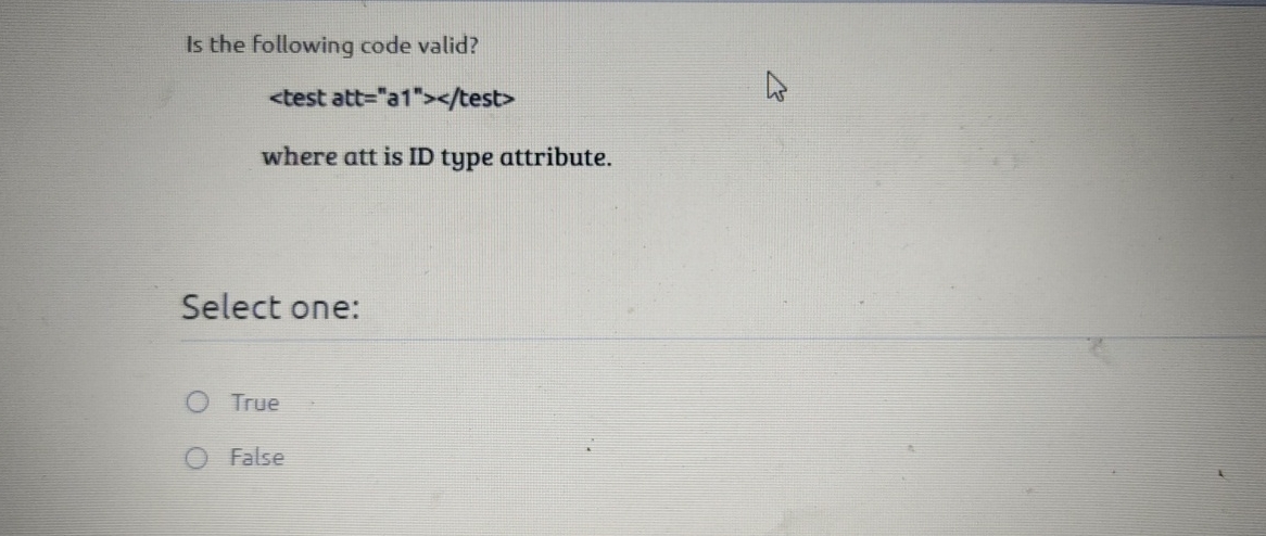 Is the following code valid?where att is ID type | Chegg.com