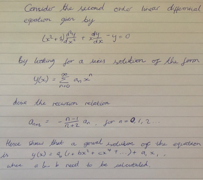 Solved Consider the second order linear differential | Chegg.com