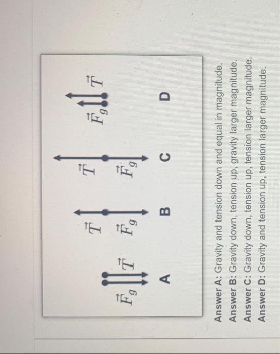 Solved Answer A: Gravity and tension down and equal in | Chegg.com