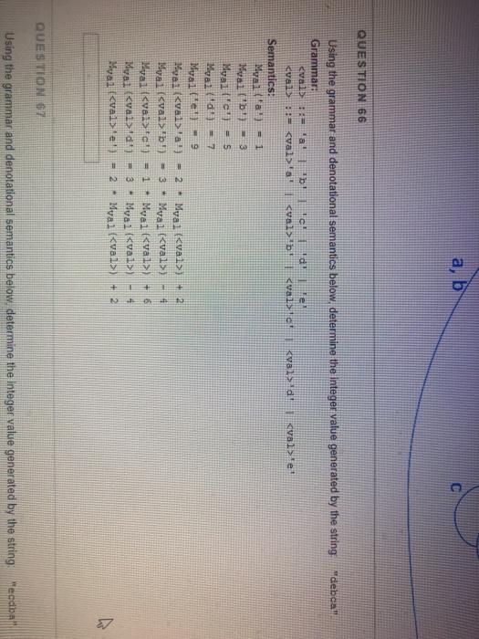 Solved a, Б QUESTION 66 Using the grammar and denotational | Chegg.com