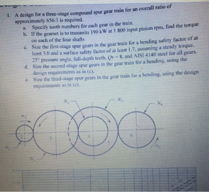 1. A design for a three-stage compound spur gear | Chegg.com