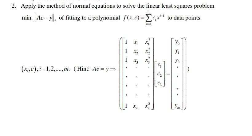 Solved 2. Apply the method of normal equations to solve the | Chegg.com