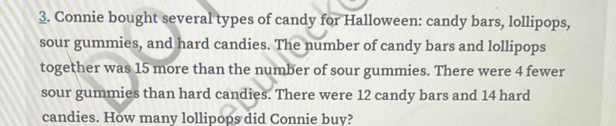 Solved Connie bought several types of candy for Halloween: | Chegg.com