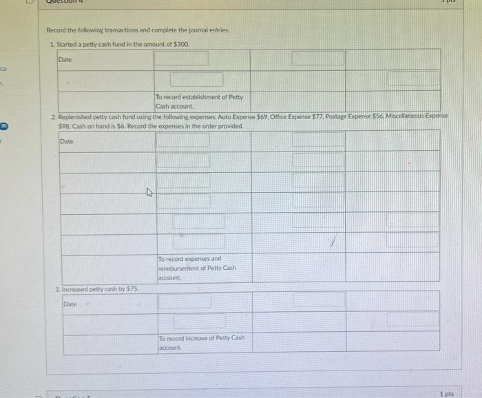 Solved Record the following transactions and complete the | Chegg.com