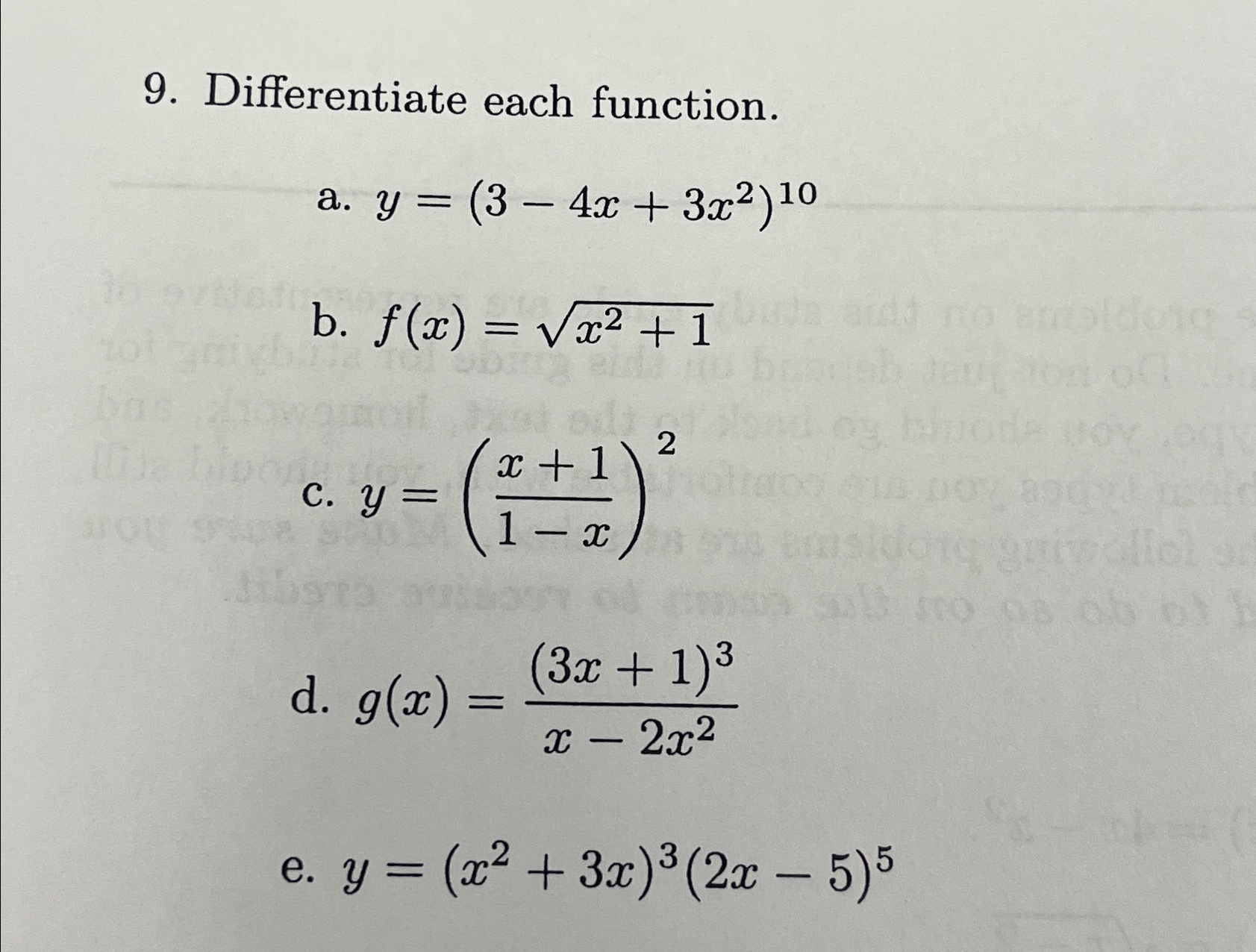 Solved Differentiate each | Chegg.com