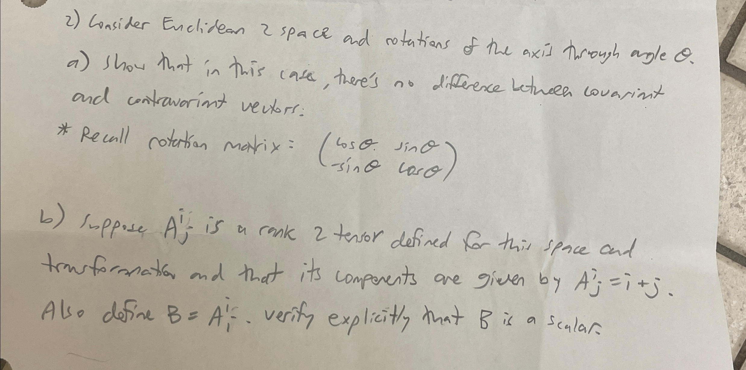 Solved Consider Euclidean 2 ﻿space and rotations of the axis | Chegg.com