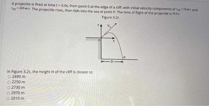 Solved A projectile is fired at time t = 0.0s, from point at | Chegg.com