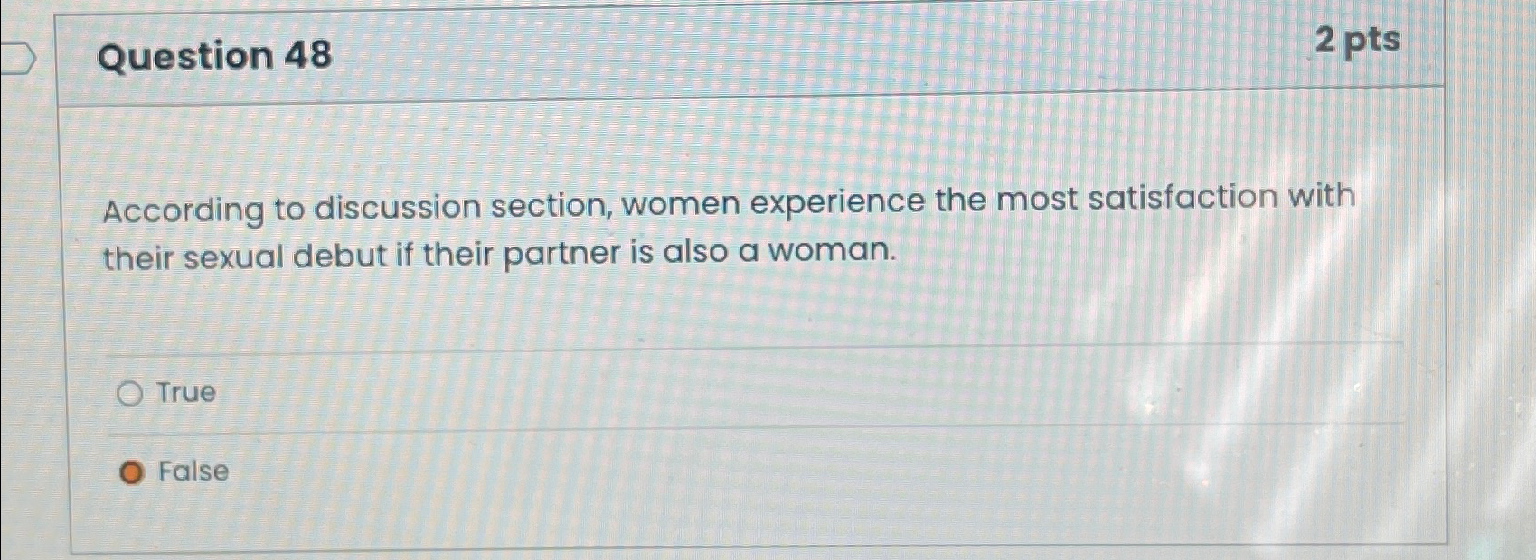Solved Question 482 ﻿ptsAccording to discussion section, | Chegg.com