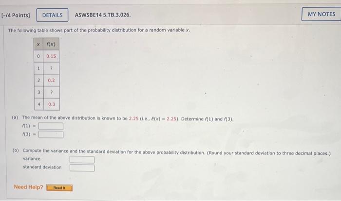 Solved The following table shows part of the probability | Chegg.com