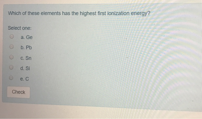 Solved Which of these elements has the highest first | Chegg.com