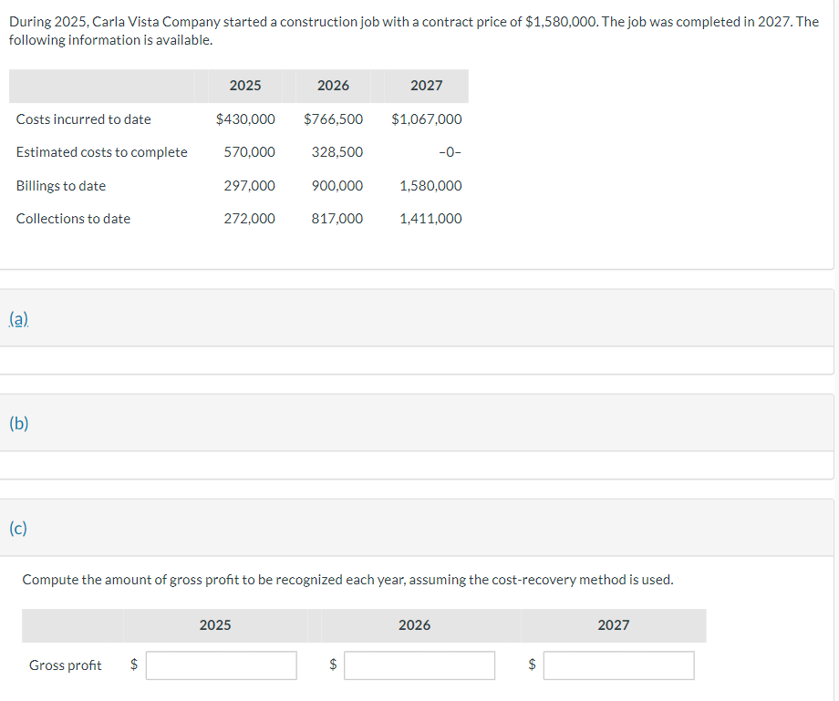 Solved During 2025, ﻿Carla Vista Company started a | Chegg.com