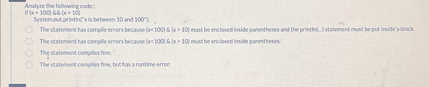 Solved Analyze the following code::if | Chegg.com