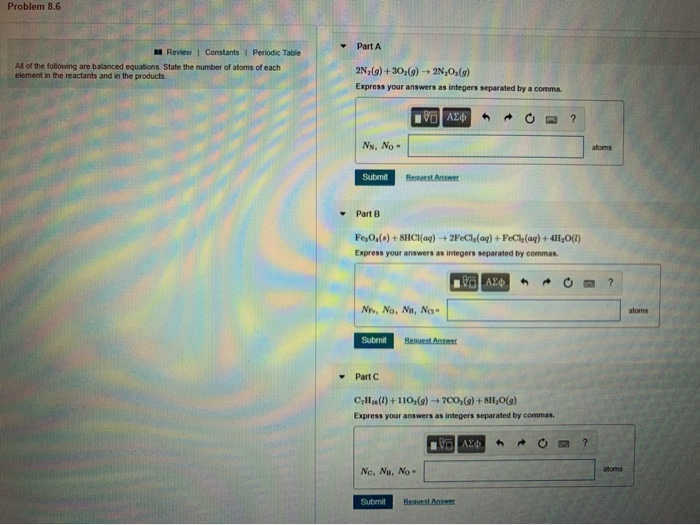 Solved Part A 2N2(g)+30,(g) 2N2O,(g) Express your answers as | Chegg.com