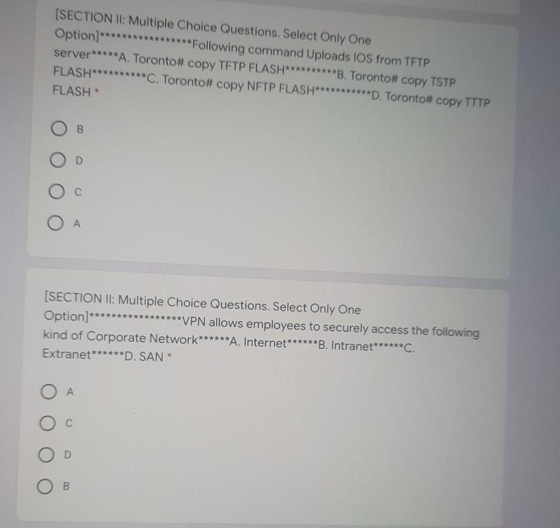Solved [SECTION II: Multiple Choice Questions. Select Only | Chegg.com