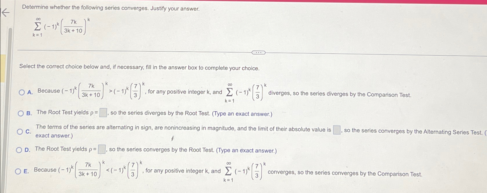 Solved Determine whether the following series converges. | Chegg.com