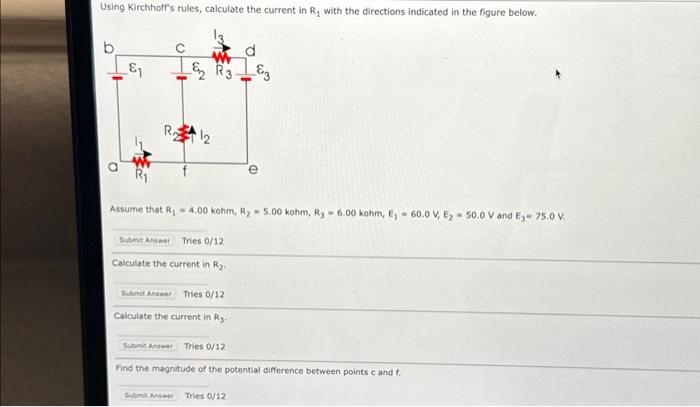 Solved Using Kirchhoff's rules, calculate the current in R1 | Chegg.com