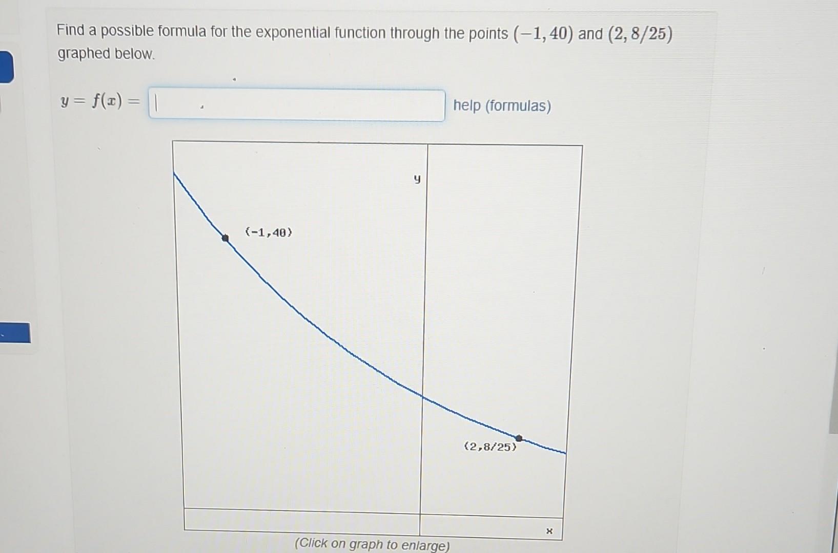 Solved Find a possible formula for the exponential function | Chegg.com
