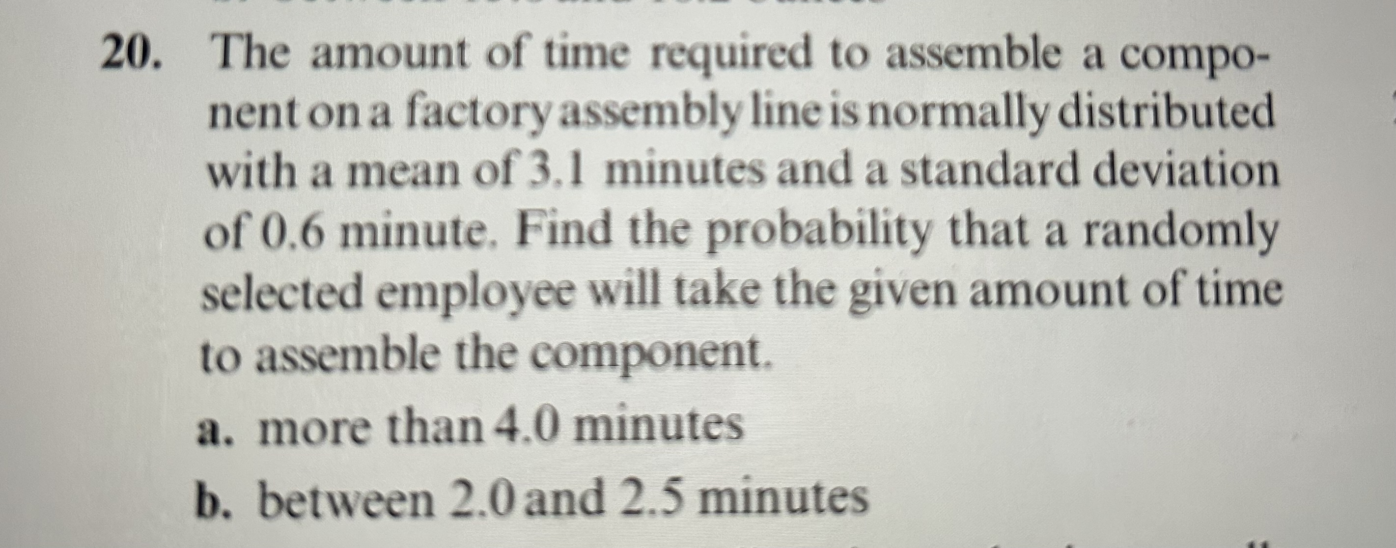 Solved The amount of time required to assemble a component | Chegg.com