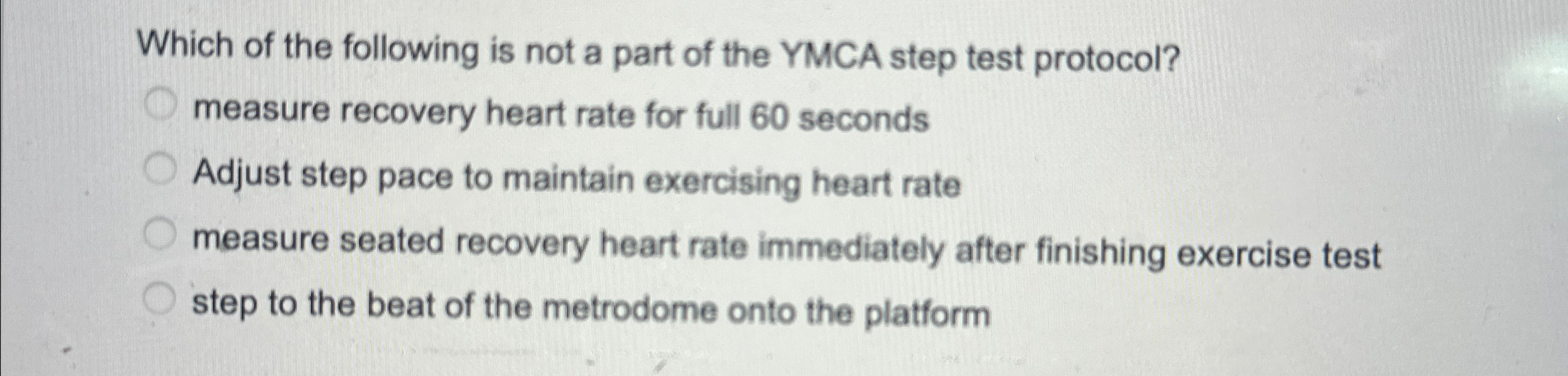 Solved Which of the following is not a part of the YMCA step | Chegg.com