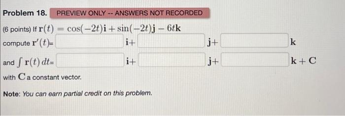 Solved Problem 18. PREVIEW ONLY — ANSWERS NOT RECORDED with | Chegg.com